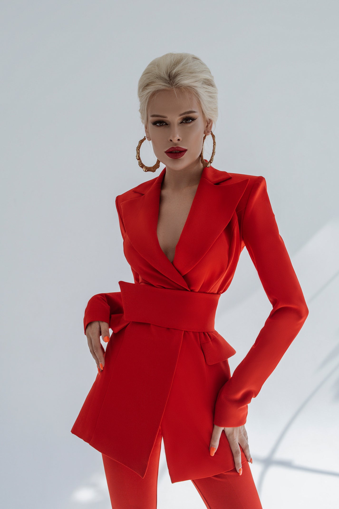 Red 2-Piece Formal Flared Pantsuit – SandraBlush